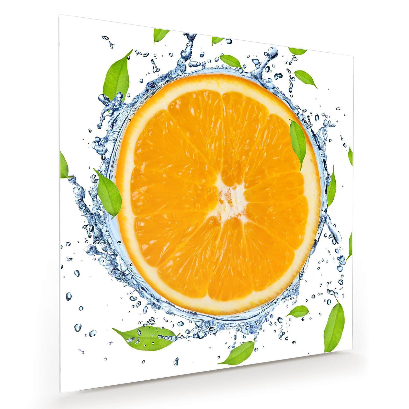 Primedeco Glasbild Wandbild Quadratisch Orange In Wasser Gehüllt Mit