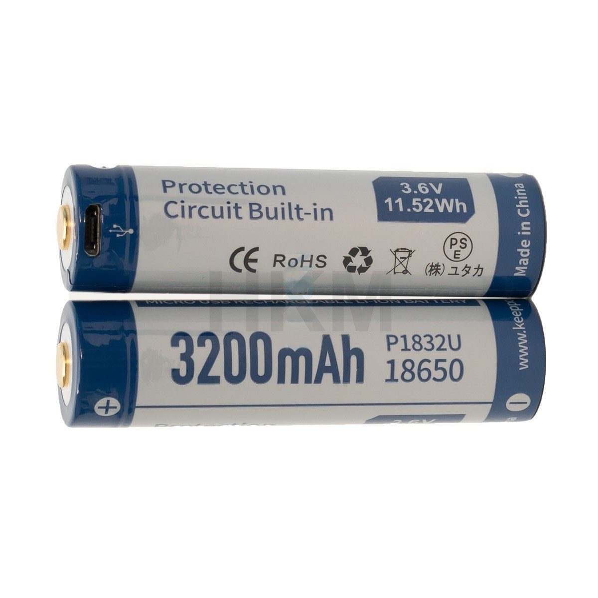 HKM Akkutechnik 2x Keeppower 18650--3200mAh 3,6V (protected) - 8A Akku