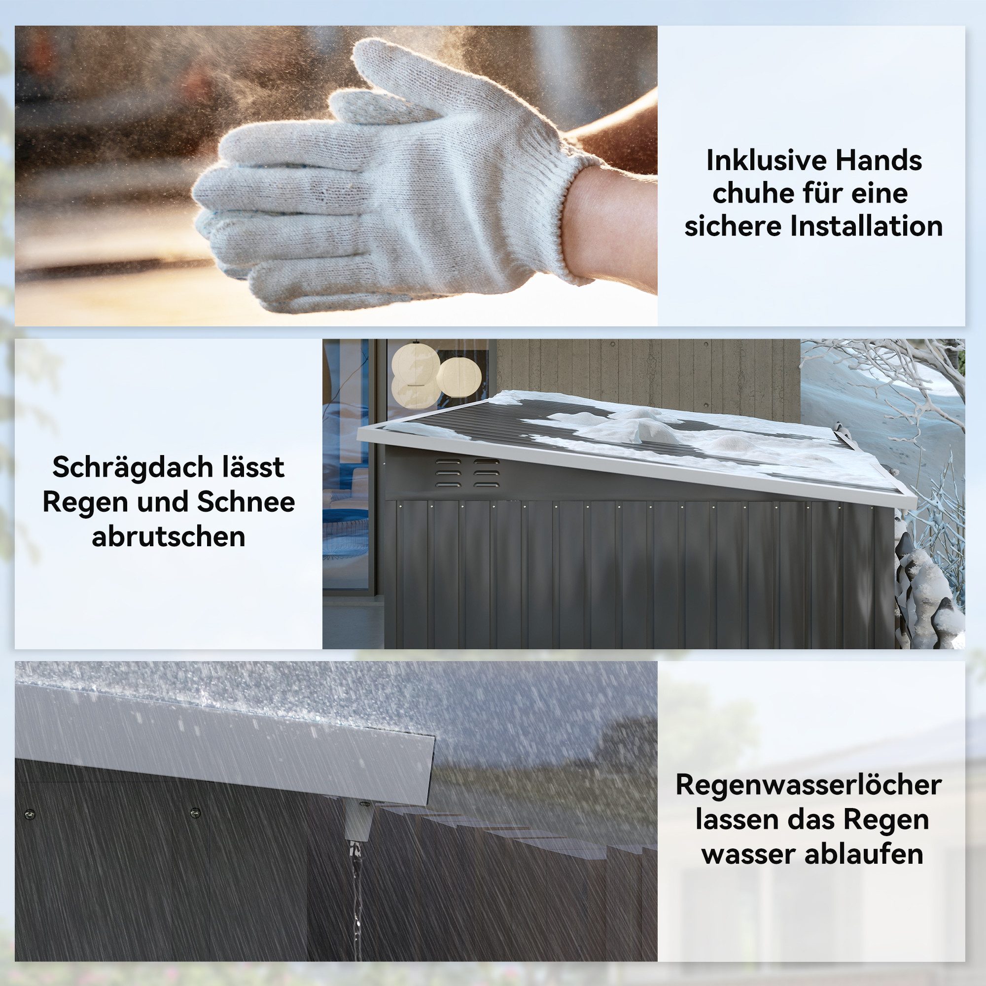 Outsunny Gerätehaus mit Fenster, Lüftungsöffnungen, breite Tür, BxT ...