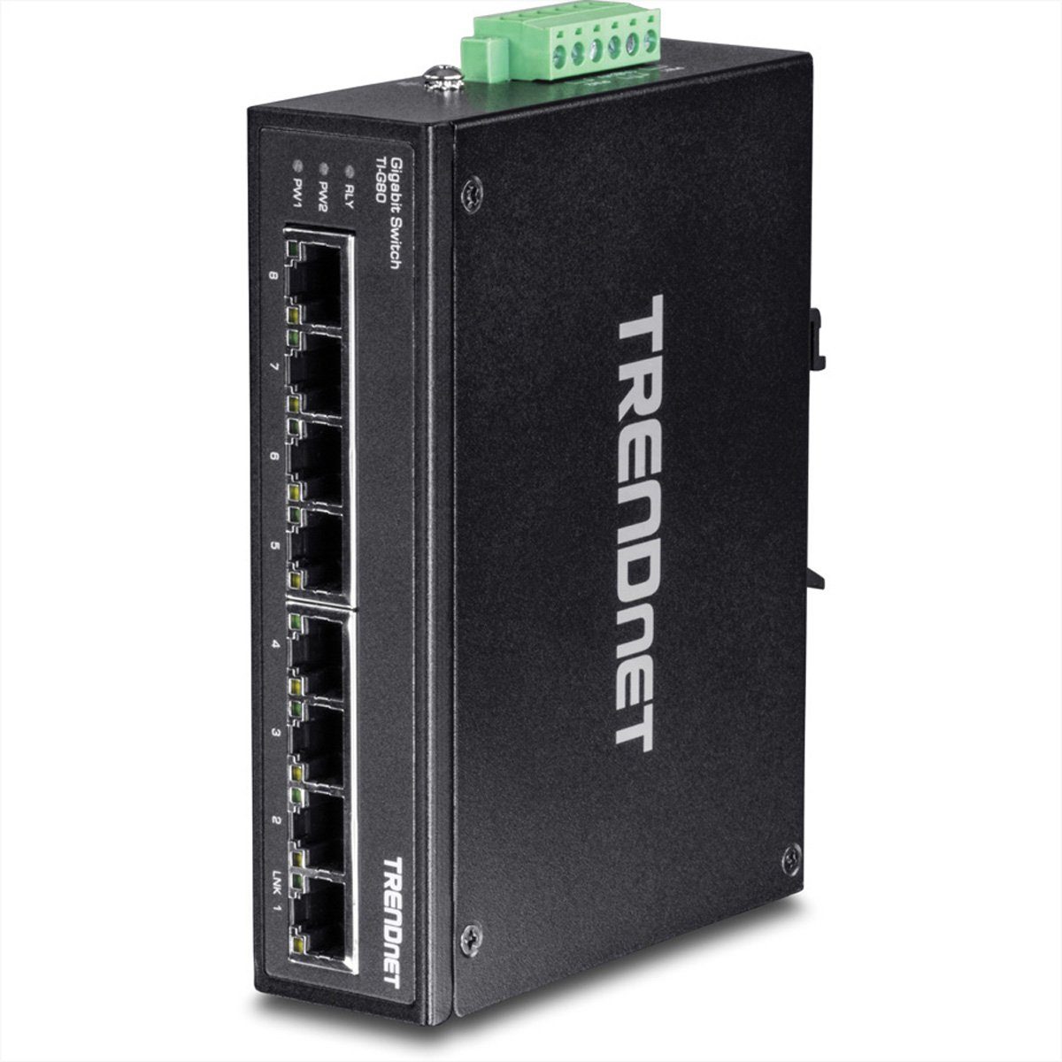 Trendnet TI-G80 8-Port Gehärteter Industrieller Gigabit DIN-Rail Switch Netzwerk-Switch, 8 x ...