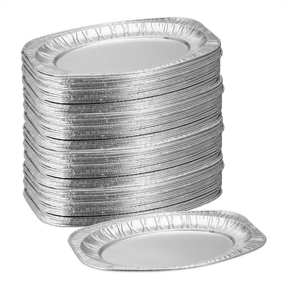 Relaxdays Servierplatte Alu 100er Set Aluminium 100er Set