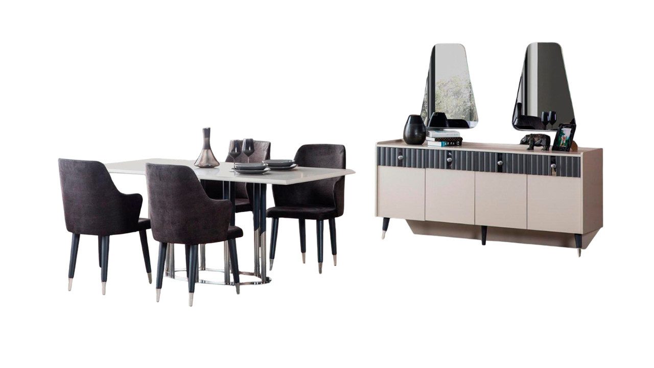 Xlmoebel Sideboard Zeitgemäße Esszimmergruppe Mit Rechteckigem Esstisch