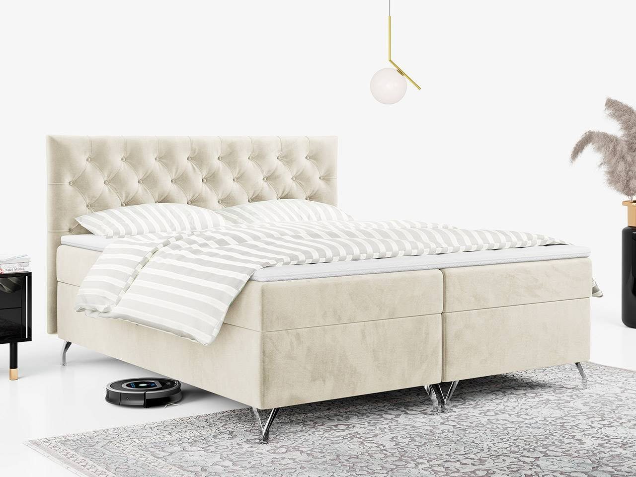 Beige Samt Boxspringbetten mit Bettkasten online kaufen | OTTO