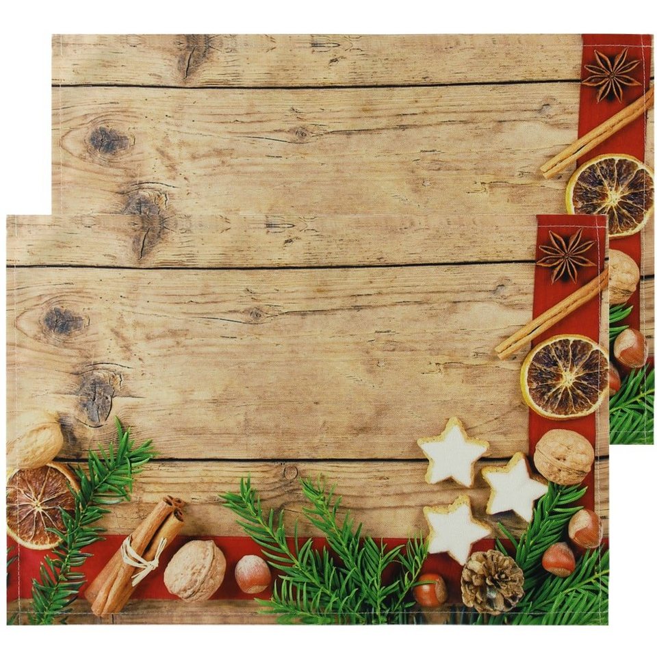 Platzset Tischsets Textil Cloth Weihnachtsgewürze 2er Set 45x30 Cm