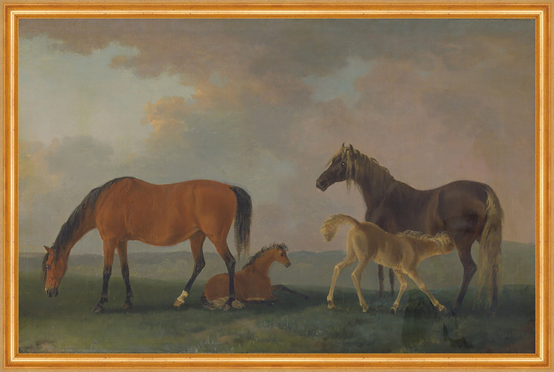 Kunstdruck Mares and Foals, facing left Sawrey Gilpin Pferde Fohlen Stuten Tiere, (1 St)
