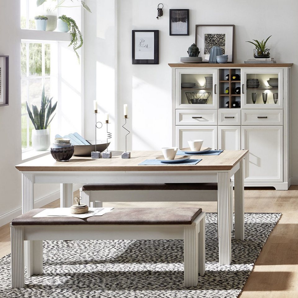 Lomadox Essgruppe JÜlich 36 Spar Set 4 Tlg Weiß Und Artisan Eiche
