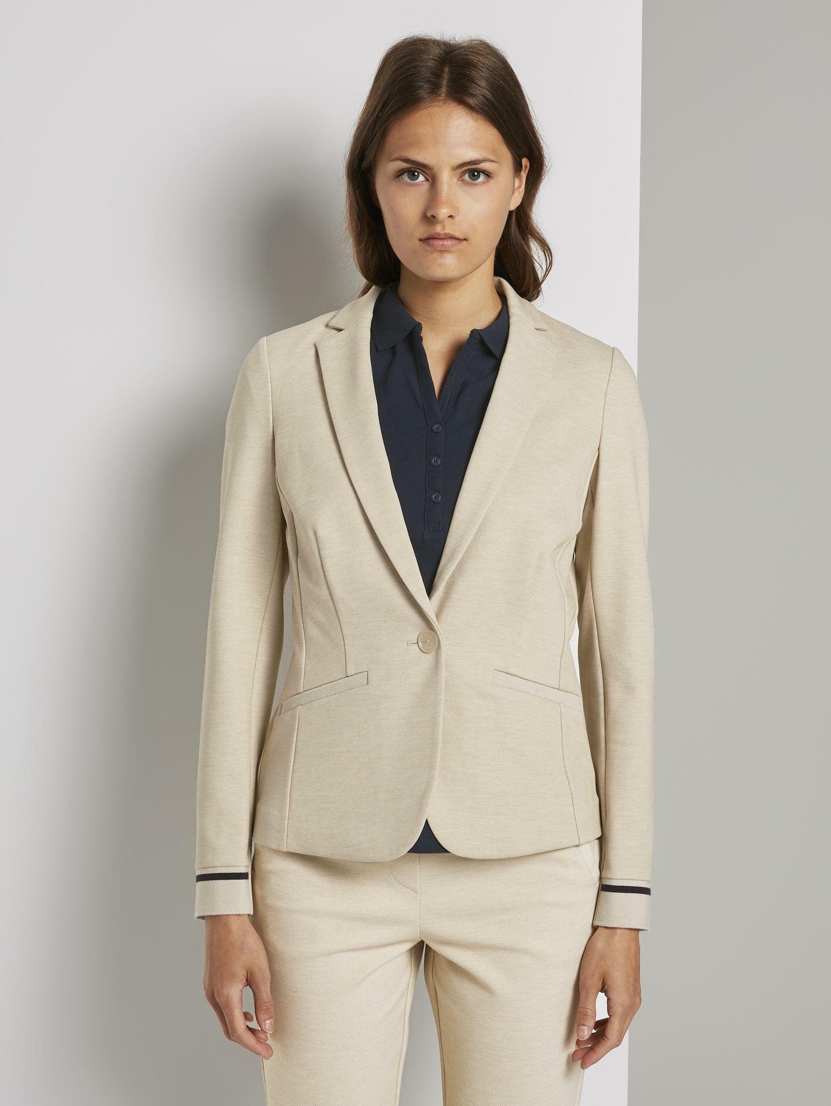 TOM TAILOR Kurzblazer Jersey Blazer mit Ripp-Einsätzen