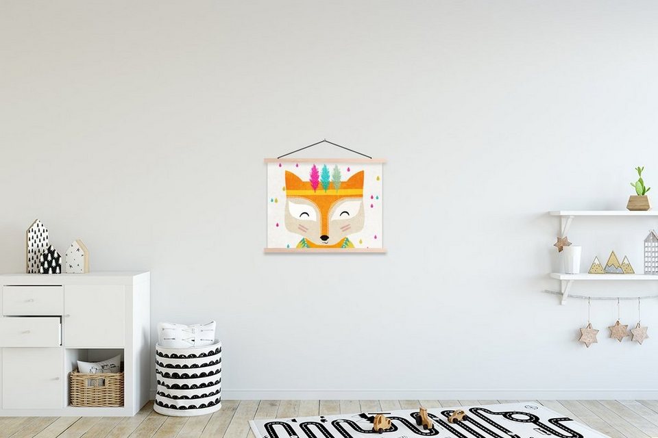 Muchowow Poster Tiere Farben Fuchs Porträt 1 St Posterleiste