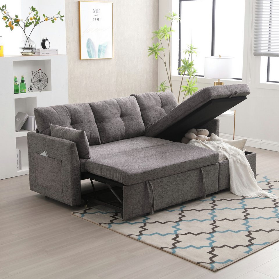 Okwish Sofa Ecksofa L Förmiges Modulares Sofa Mit Umkehrbarer Ottomane