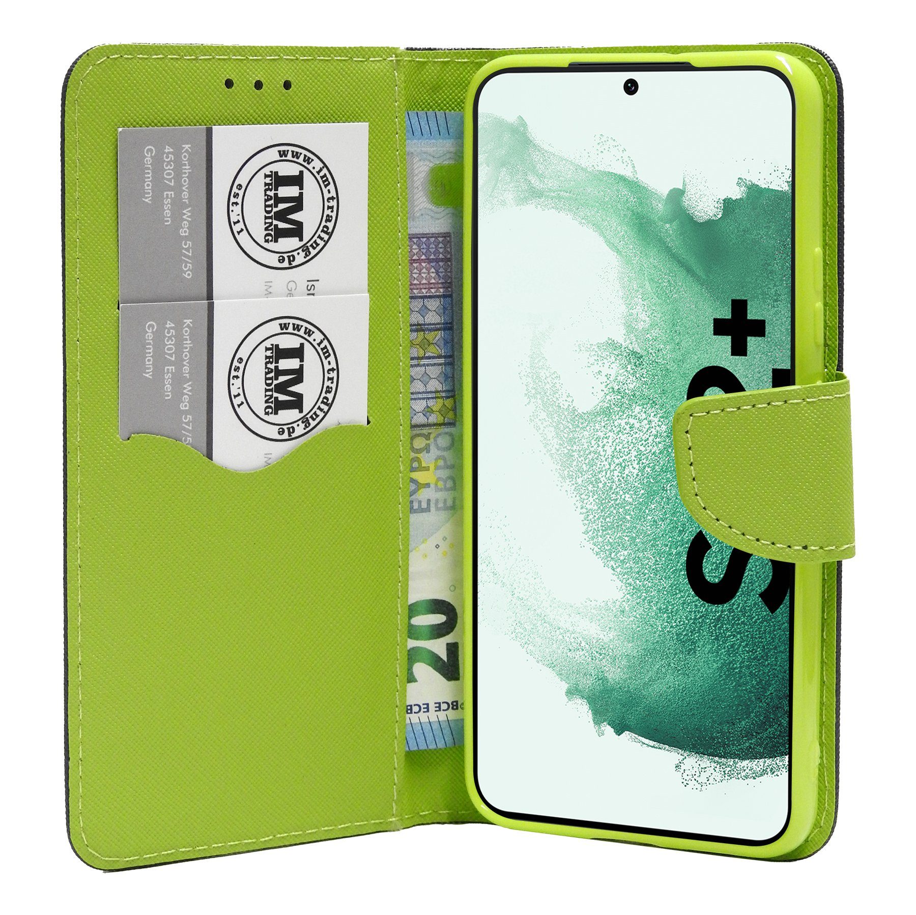 Cofi1453 Handyhülle Buch Tasche Für Samsung Galaxy S22 Plus Blau Grün 6