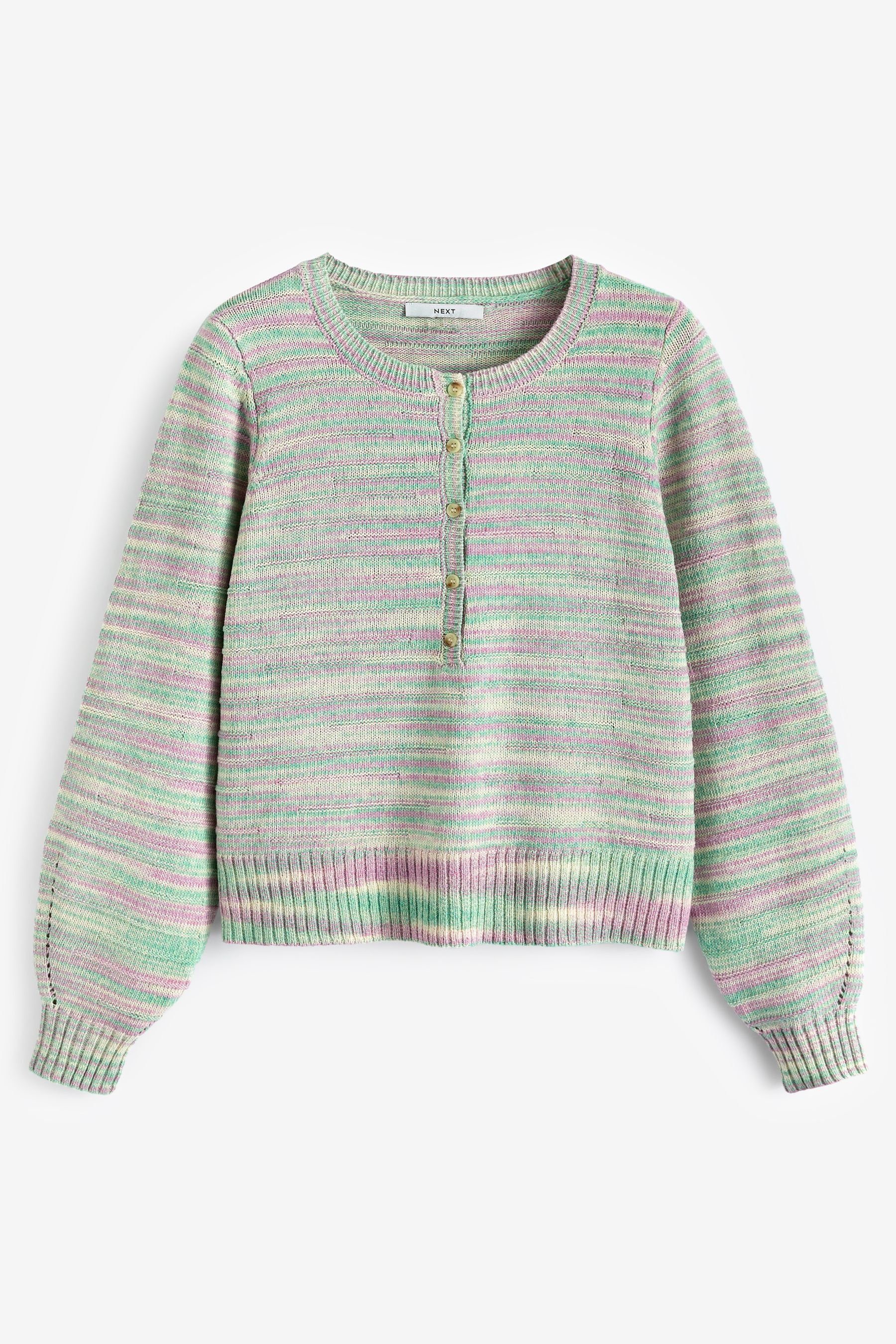 Next Strickpullover Pullover Mit Knopfleiste Im Batikmuster 1 Tlg