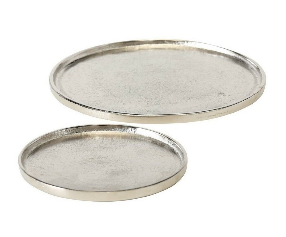Meinposten Dekoteller Dekoteller Silber Metall Teller Schale Deko