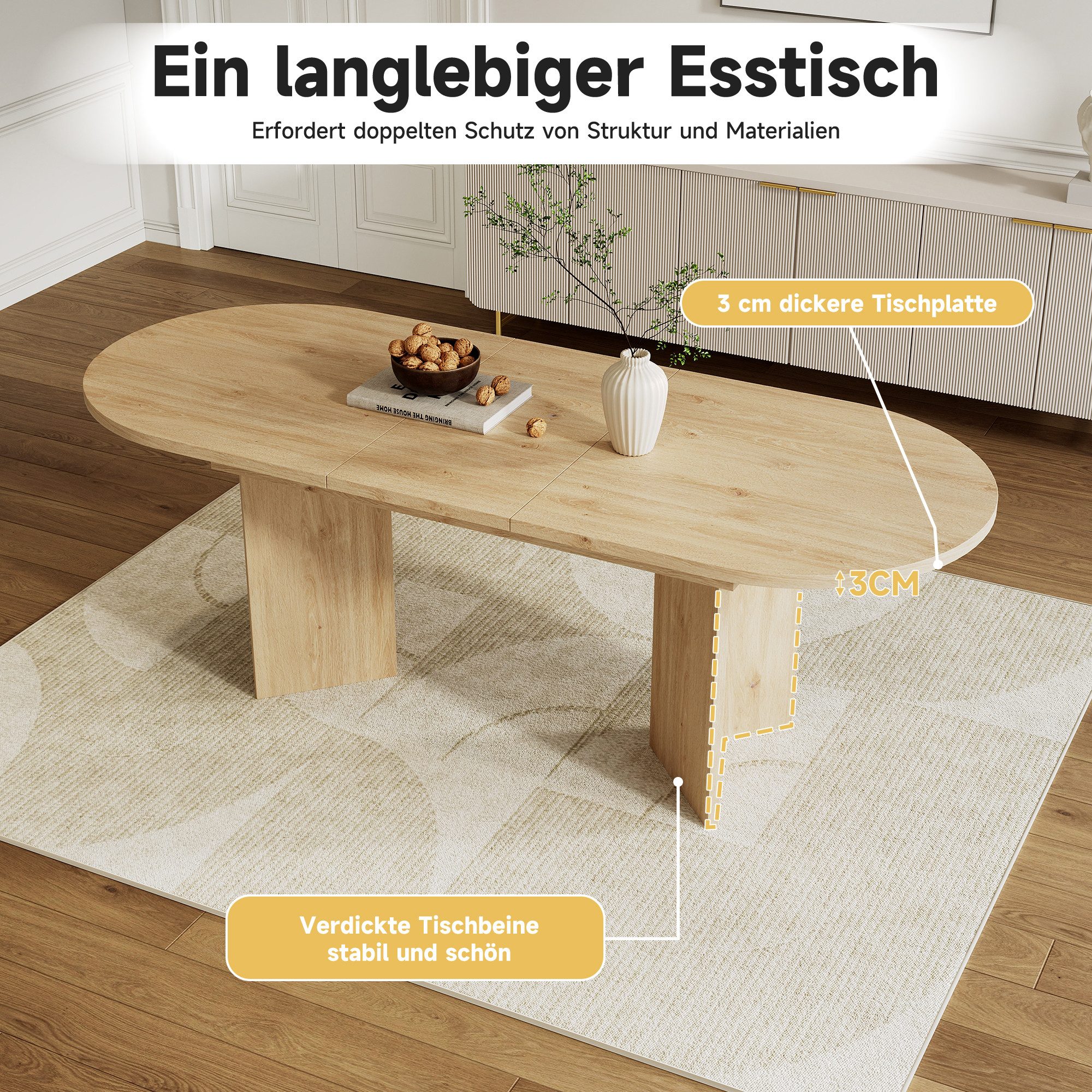 Flieks Essgruppe ausziehbarer Esstisch mit 6 Stühlen Set, (erweiterbare Tischplatte 120-160x80cm ...