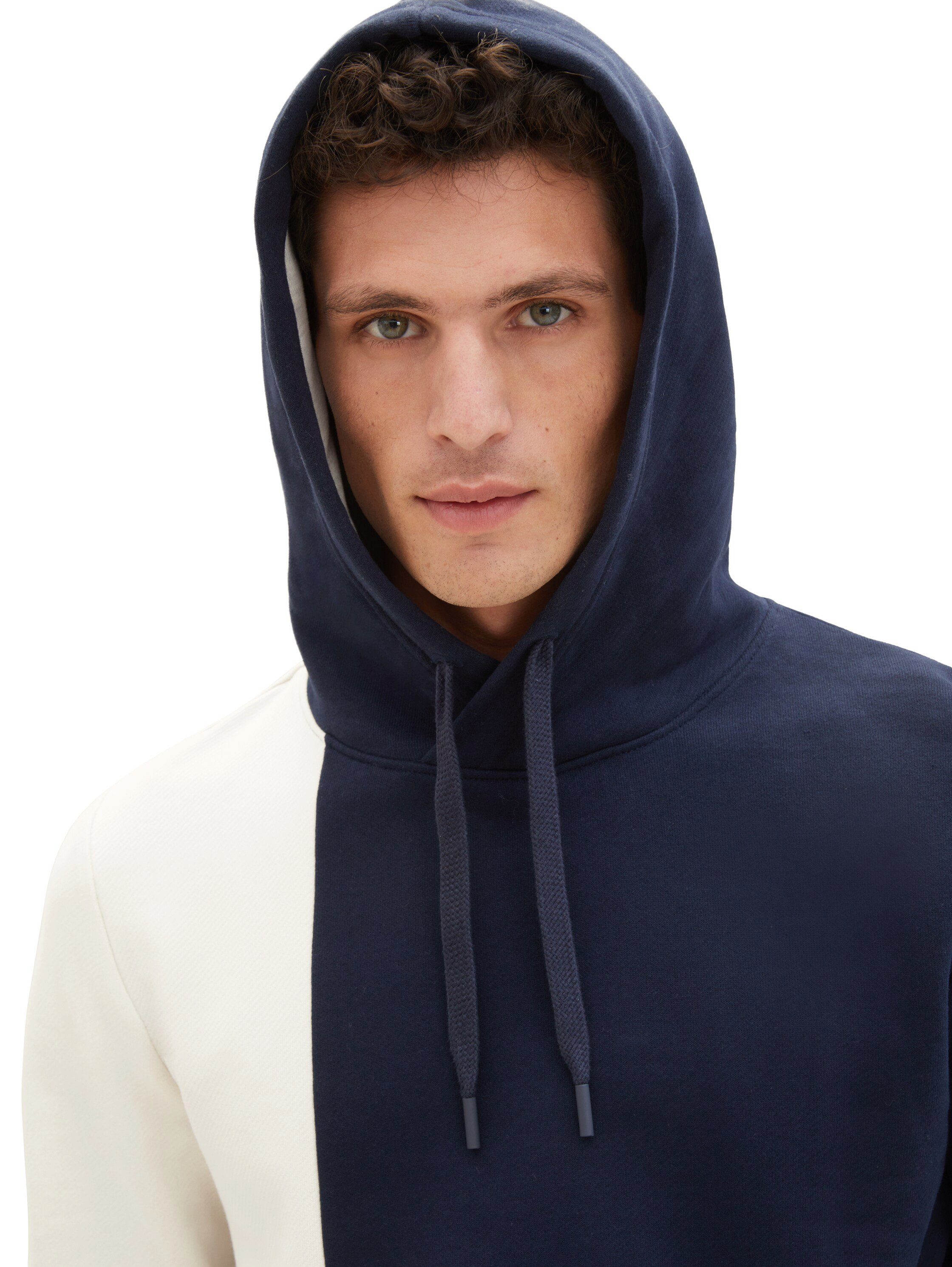 Tom Tailor Rundhalspullover Cutline Hoodie With Contrasts