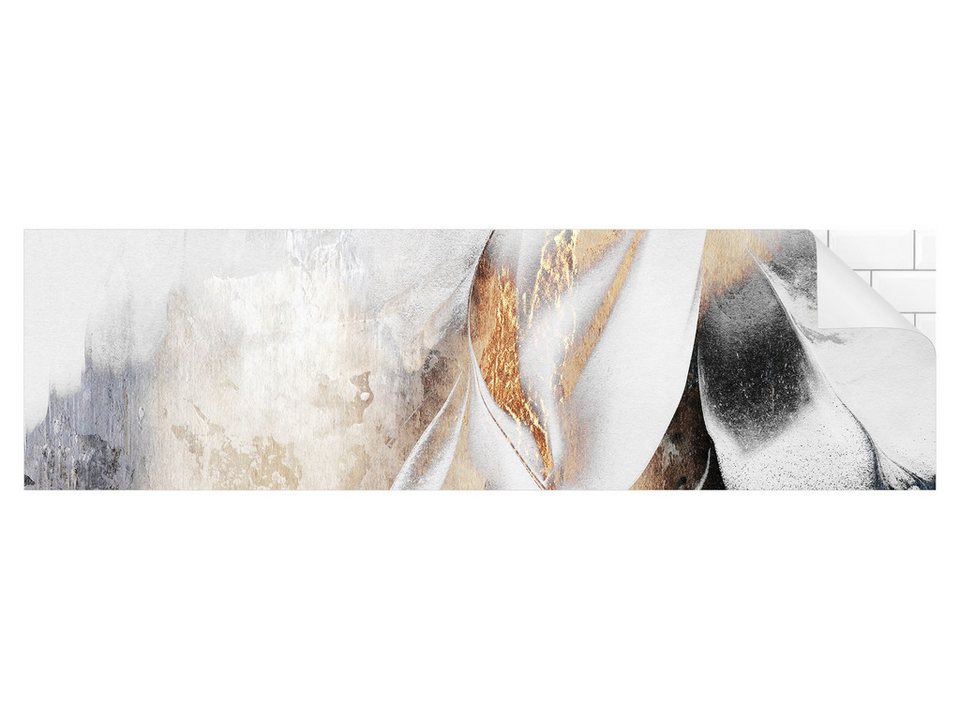 Bilderdepot24 Küchenrückwand Gold Dekor Abstrakt Aquarell Kunst Muster