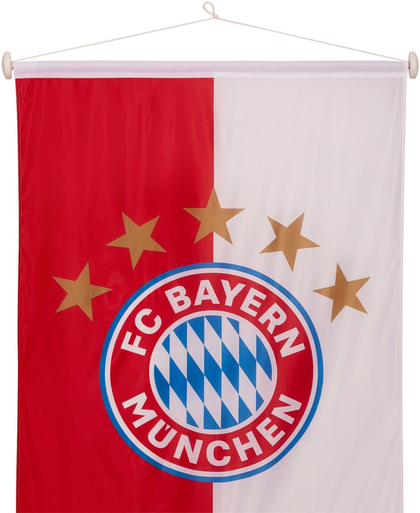 FC Bayern Fahne FC Bayern München Bannerfahne mit 5 Sterne Logo, 120x300 cm