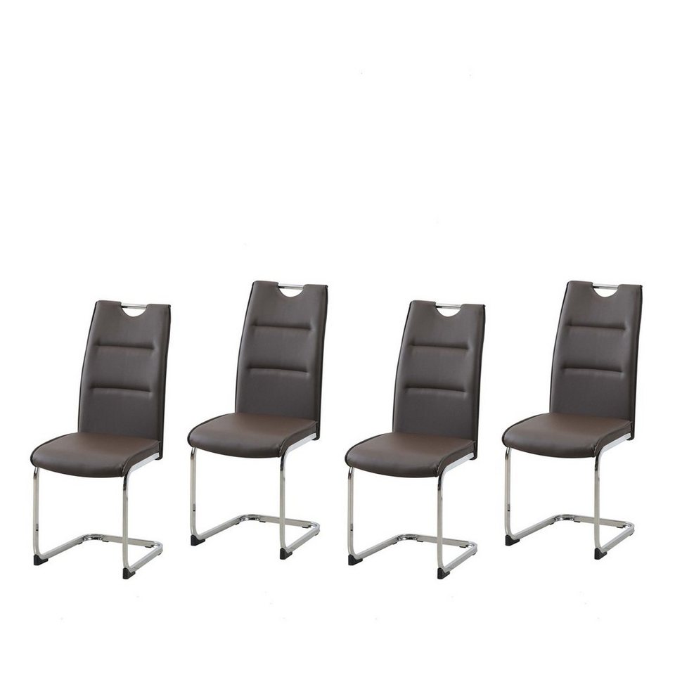 Hti Line Freischwinger Schwingstuhl 4er Set Pu Braun Dannyc Set 4 St