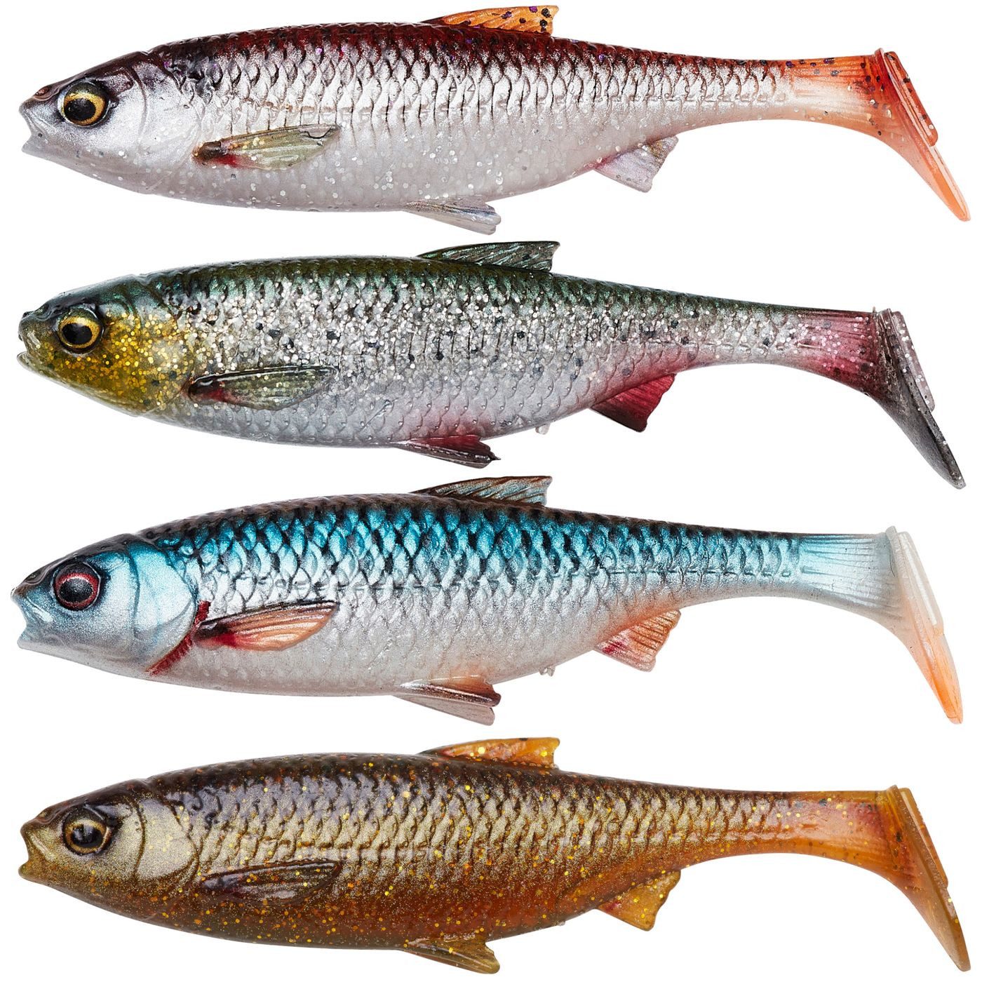 Savage Gear Kunstköder Savage Gear 3D River Roach - 4 Gummifische, Farben des Dark Water Mix ...