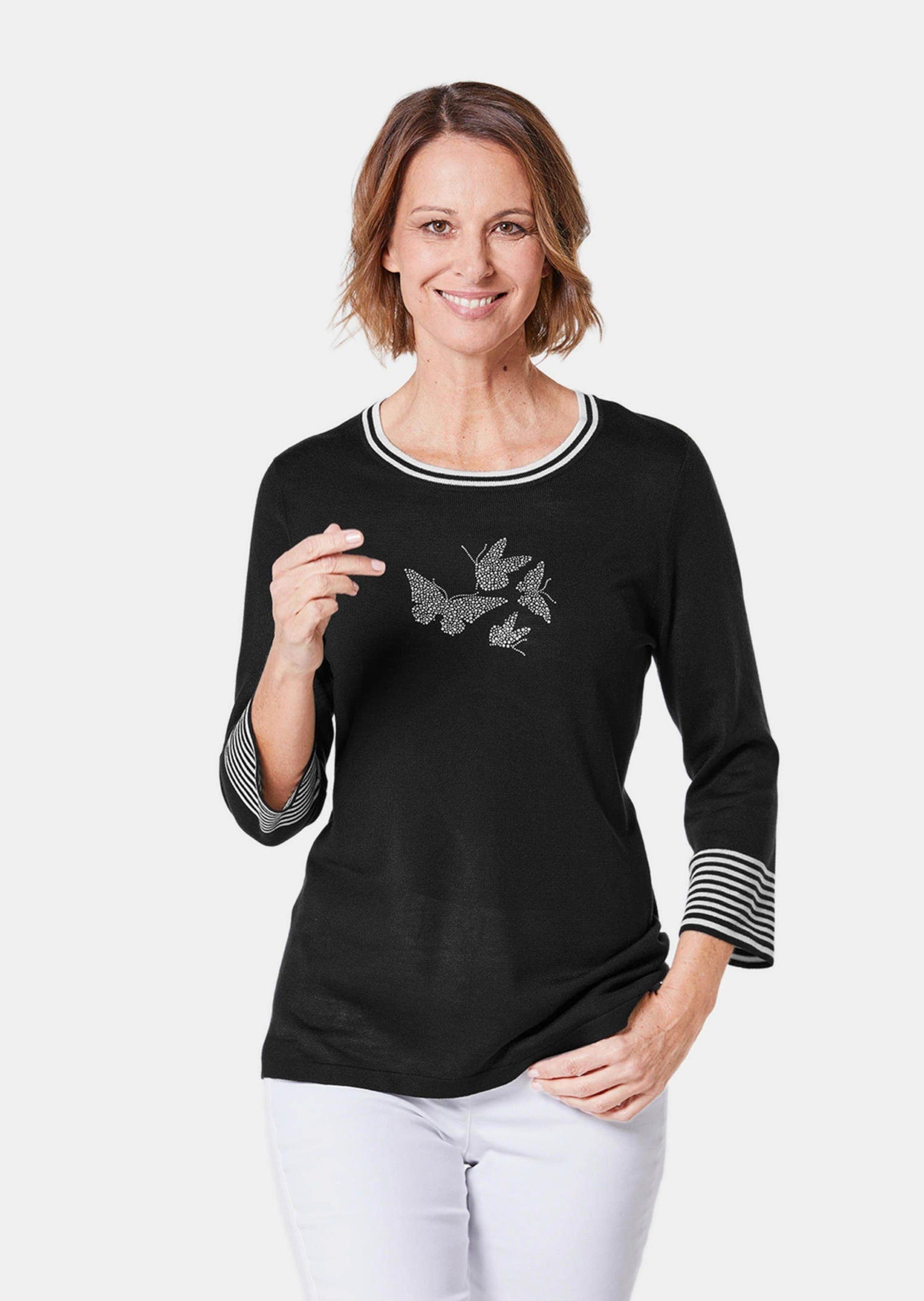 Goldner Strickpullover Pullover Mit Femininem Motiv