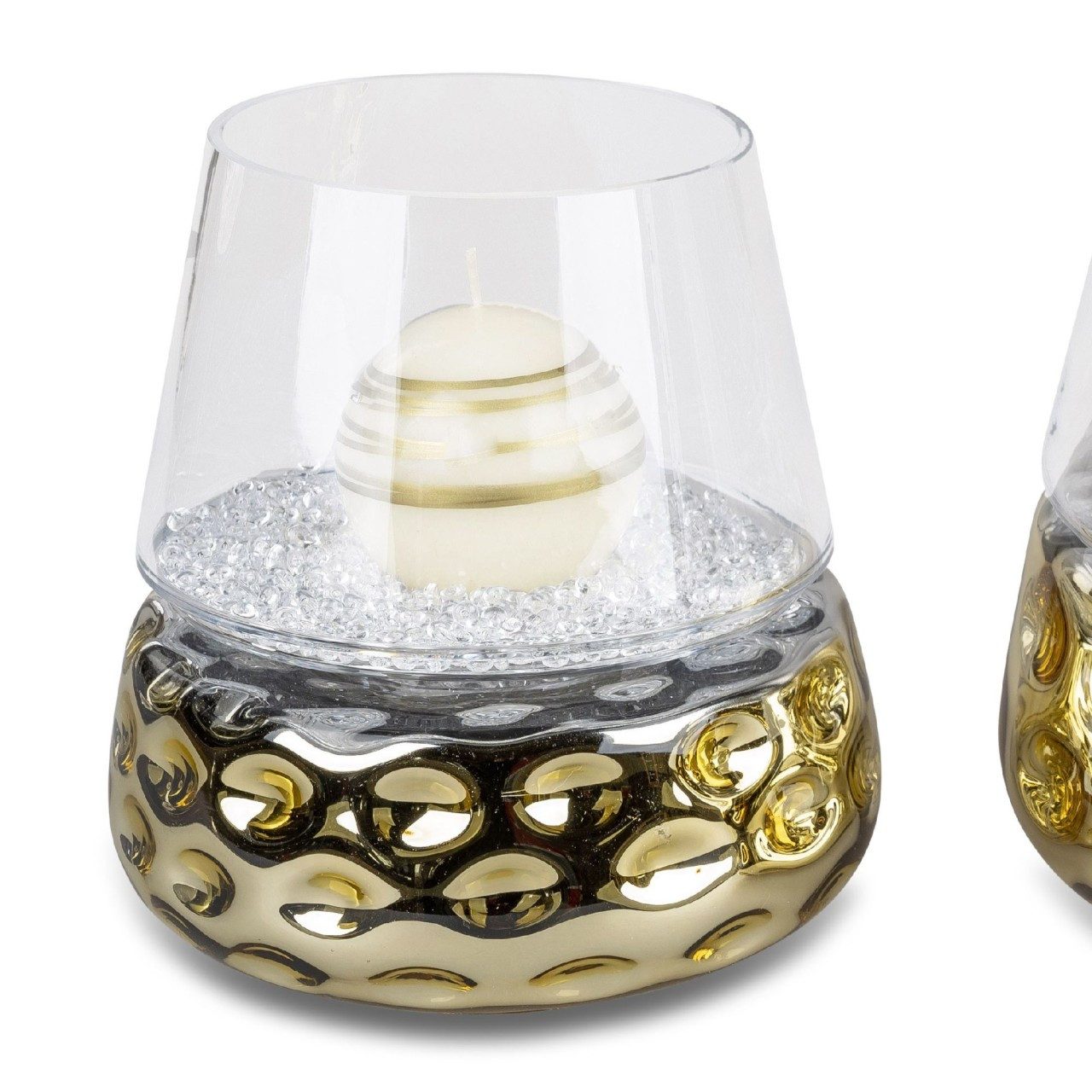 formano Windlicht Dots, Gold H:21cm Glas