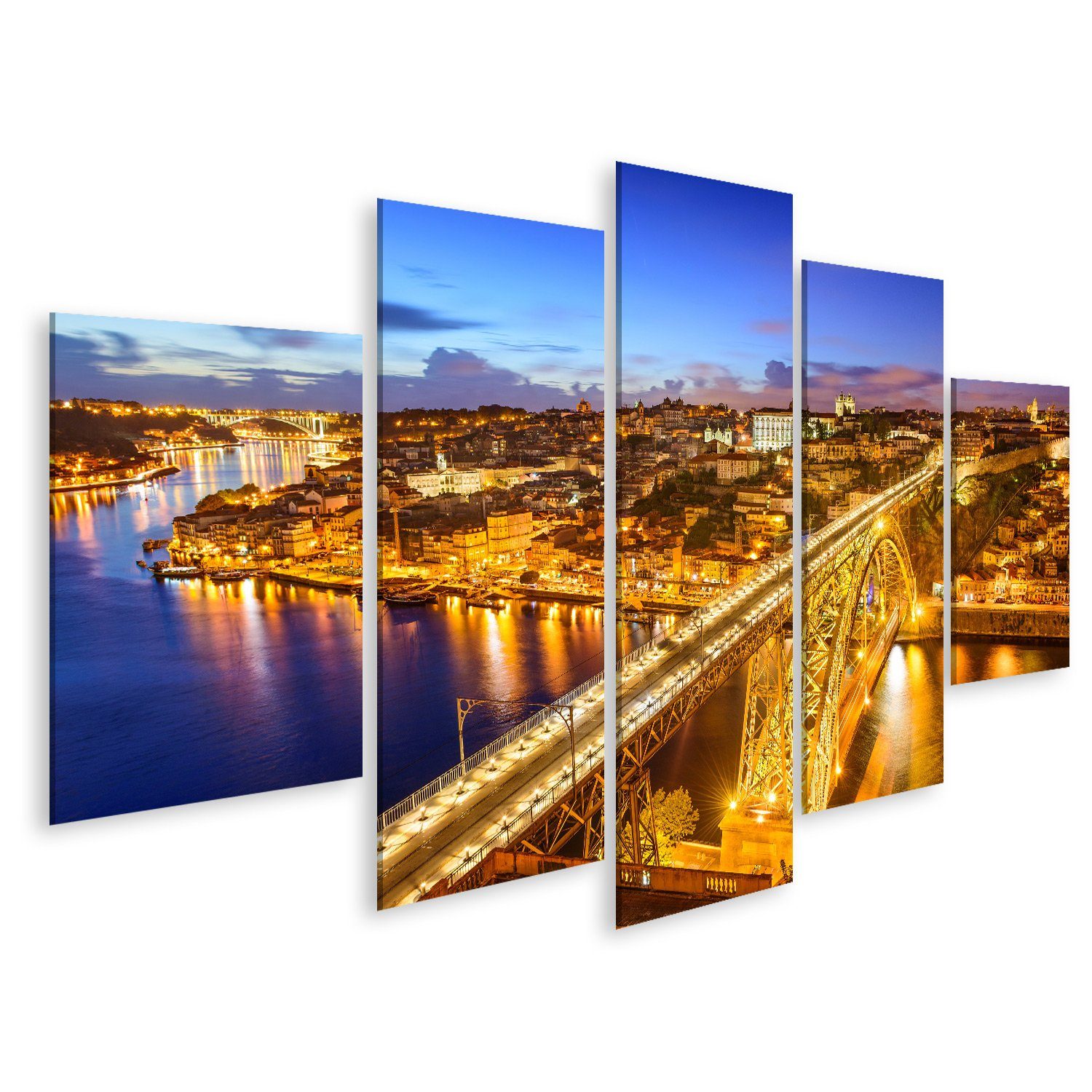 islandburner Leinwandbild »Bild auf Leinwand Porto Portugal Stadtbild Über Dom Luis I Brücke ...