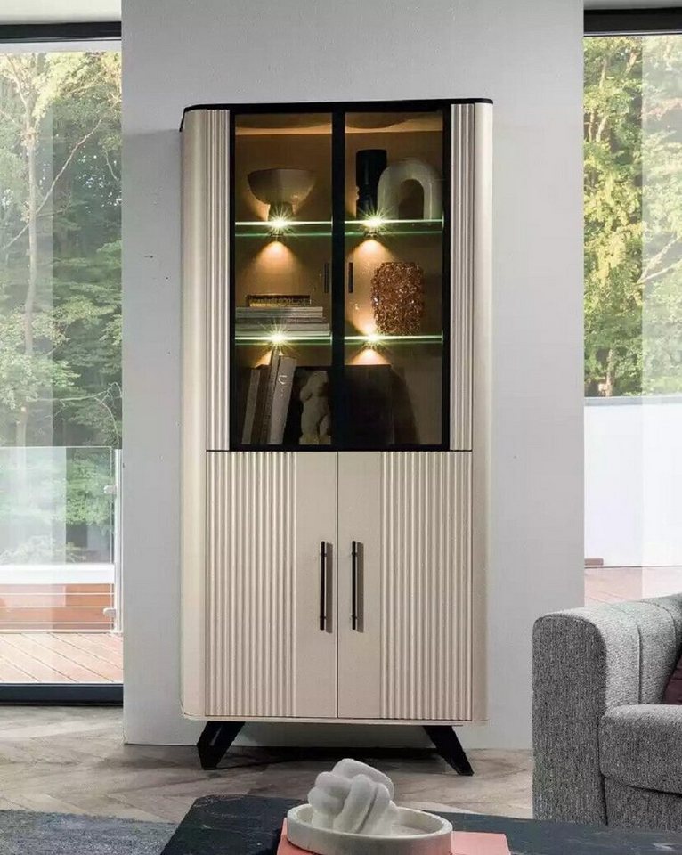 Jvmoebel Vitrine Beige Vitrine Wohnzimmer Modern Und Luxuriös