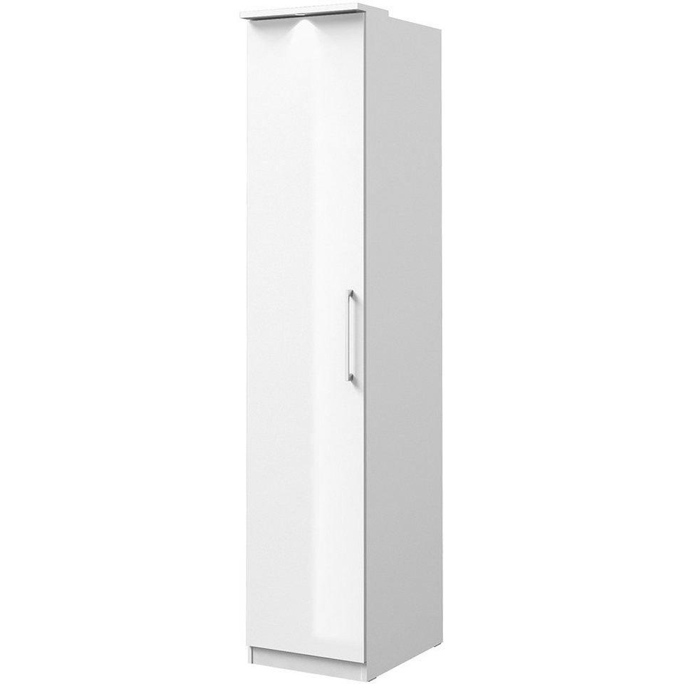 Lomadox Kleiderschrank Olmo 83 Weiß Mit Front In Hochglanz Inkl Led