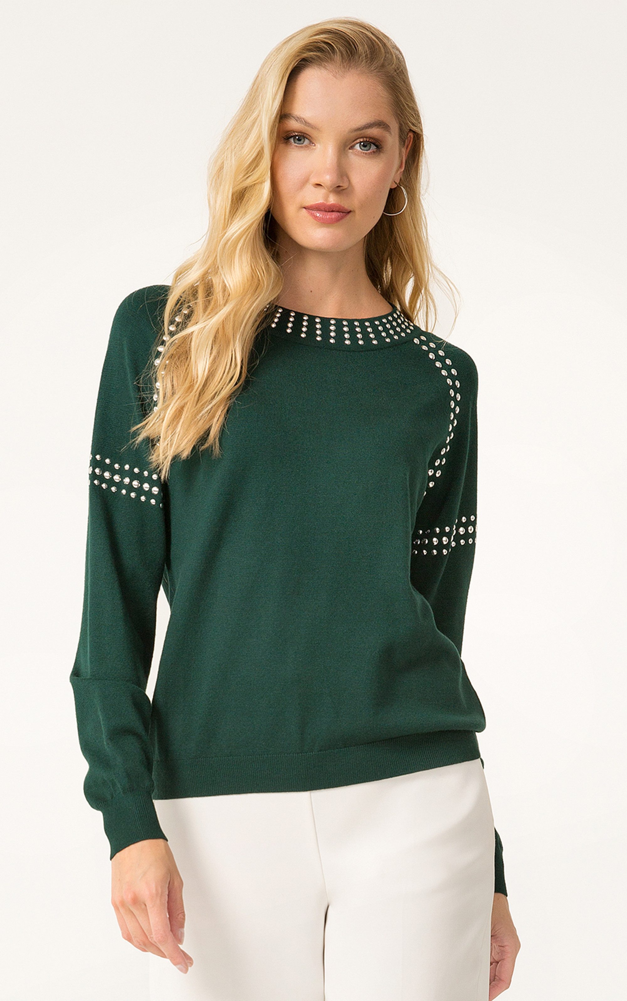 Passioni Strickpullover Passioni Grüner Strickpullover Mit Hochwertigen