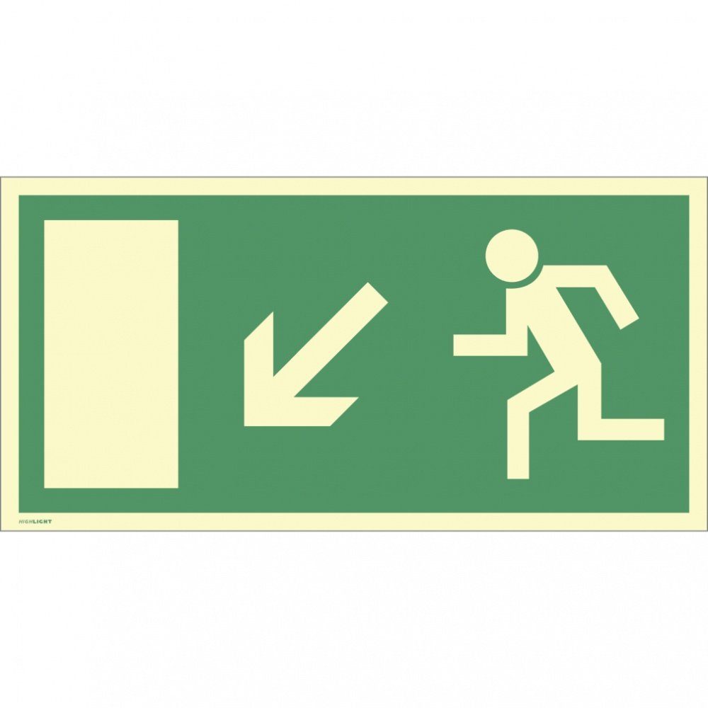 König Werbeanlagen Hinweisschild Rettungsweg links abwärts, Symbolschild, BGV A8 (E13), Dreifke ...