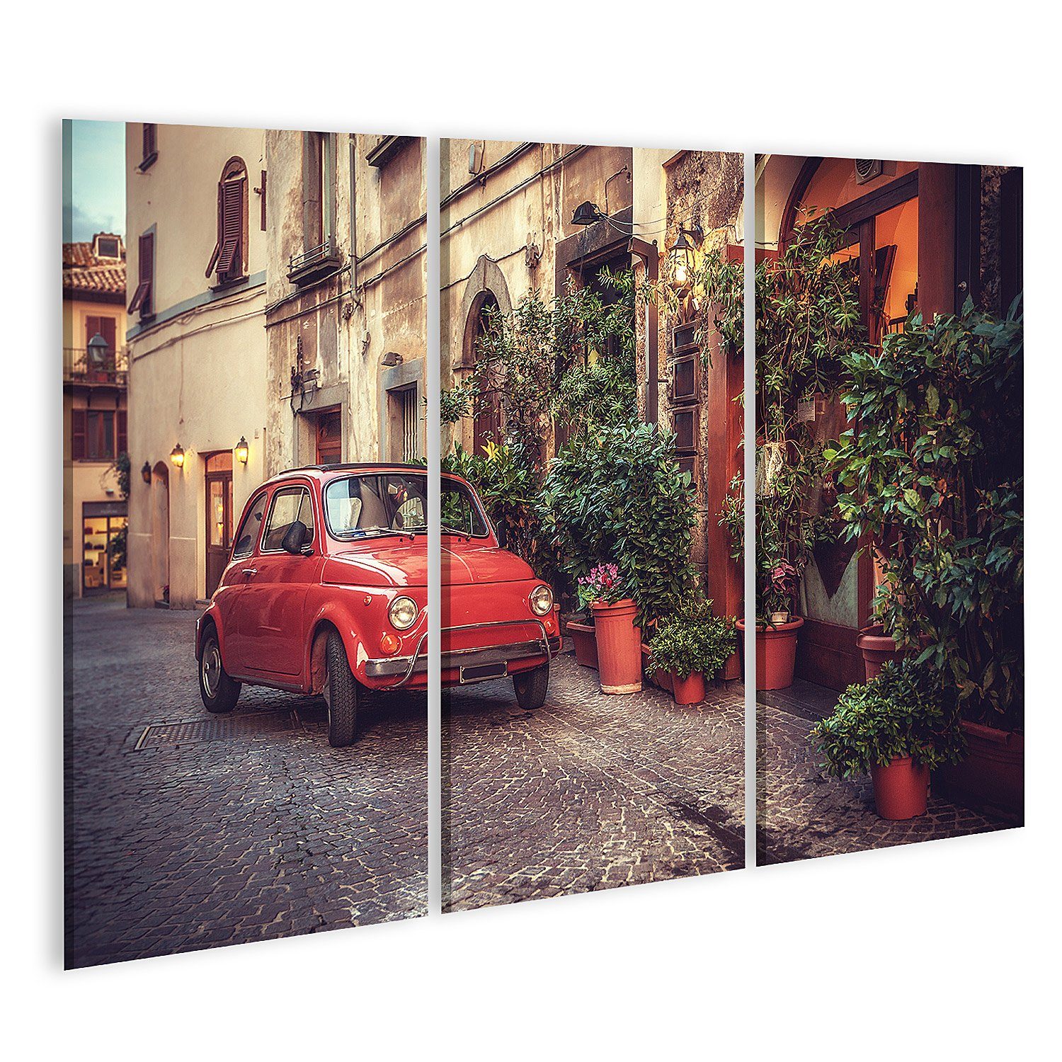 islandburner Leinwandbild »Bild auf Leinwand Old Vintage Kultauto Auf Der Straße Geparkt Die Das ...