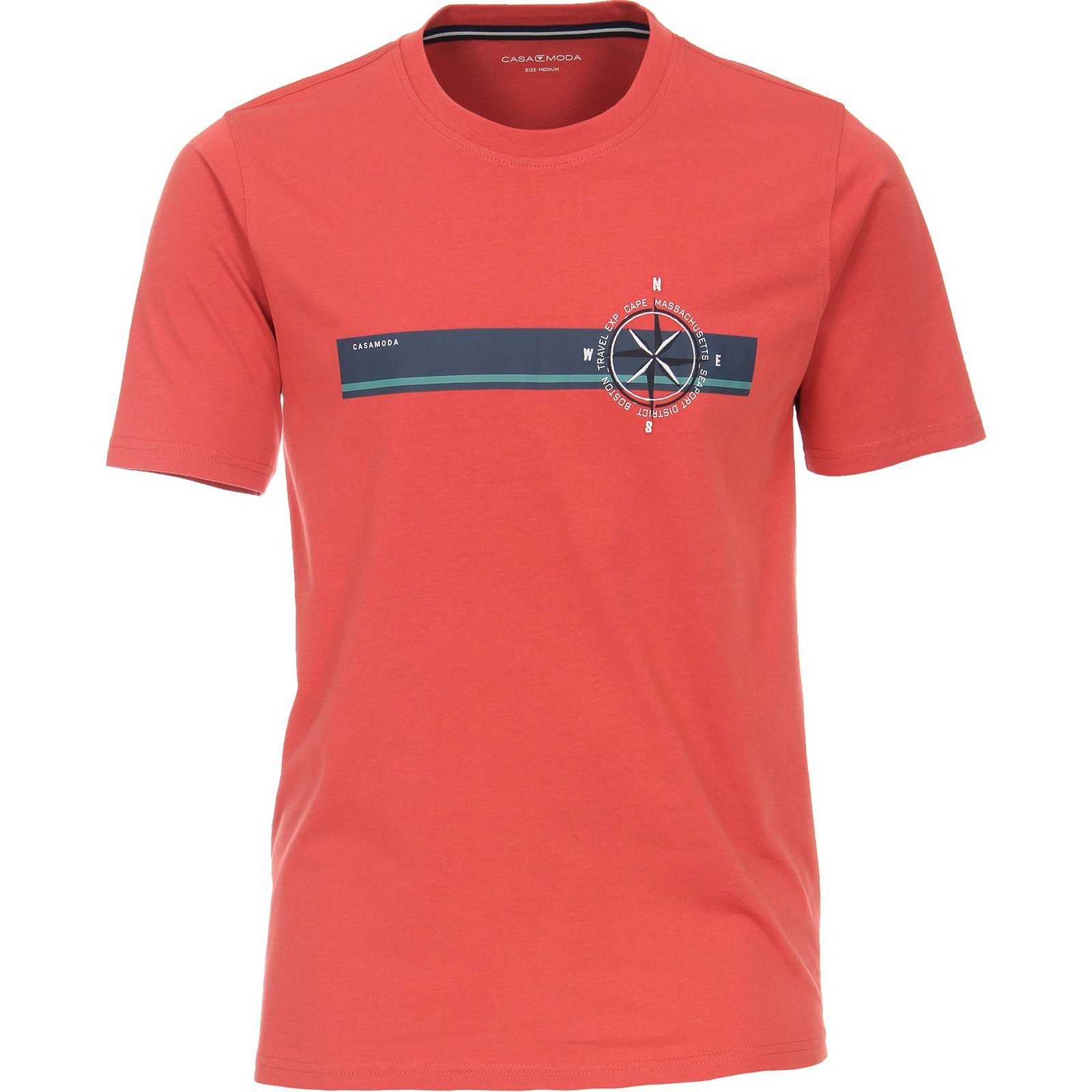Casamoda Rundhalsshirt Große Größen Herren T Shirt Himbeerrot Maritime