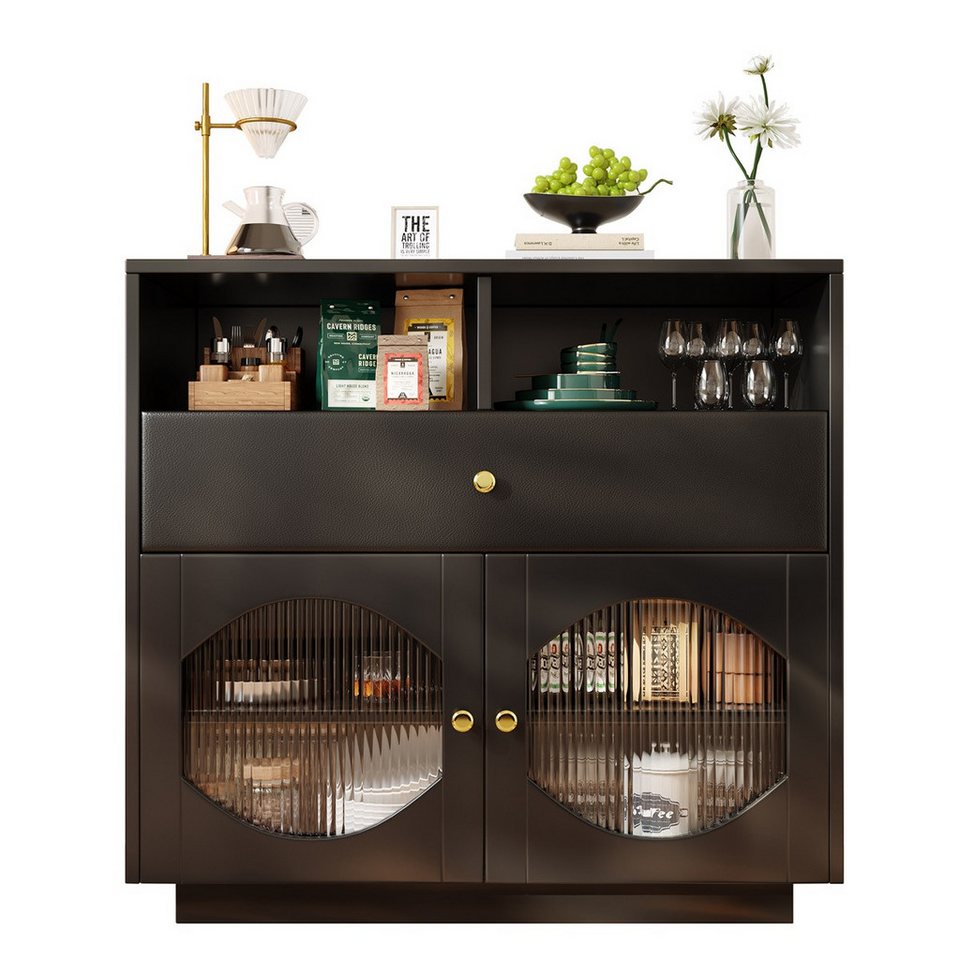 Rutaqian Sideboard Küchenschrank Sideboard Mit Glastüren