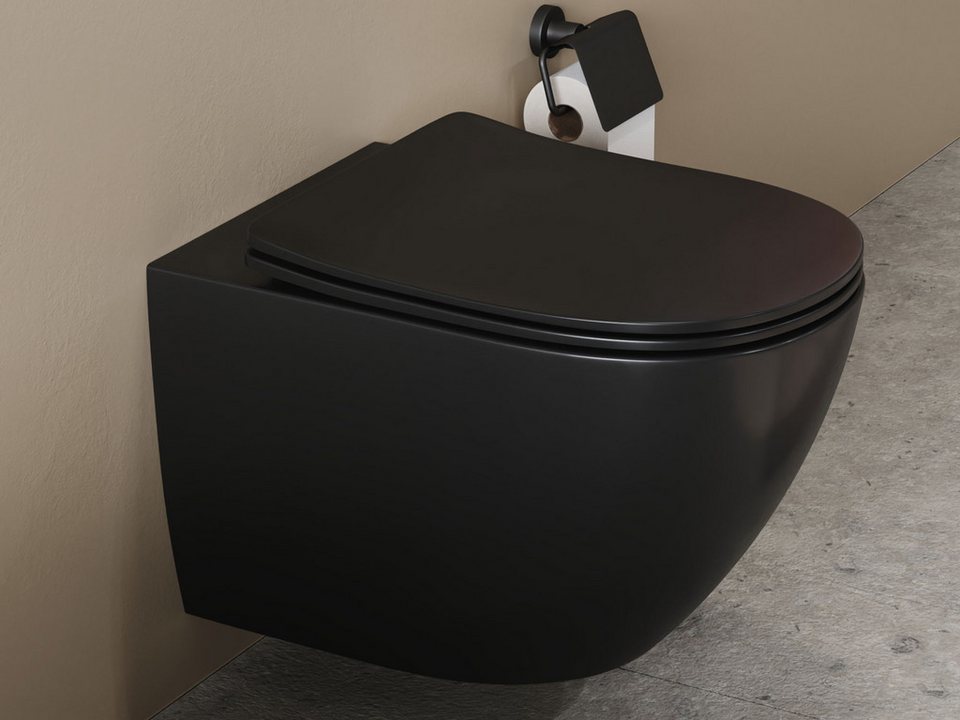 Aqua Bagno Tiefspül Wc Spülrandloses Hänge Wc Schwarz Matt 53cm