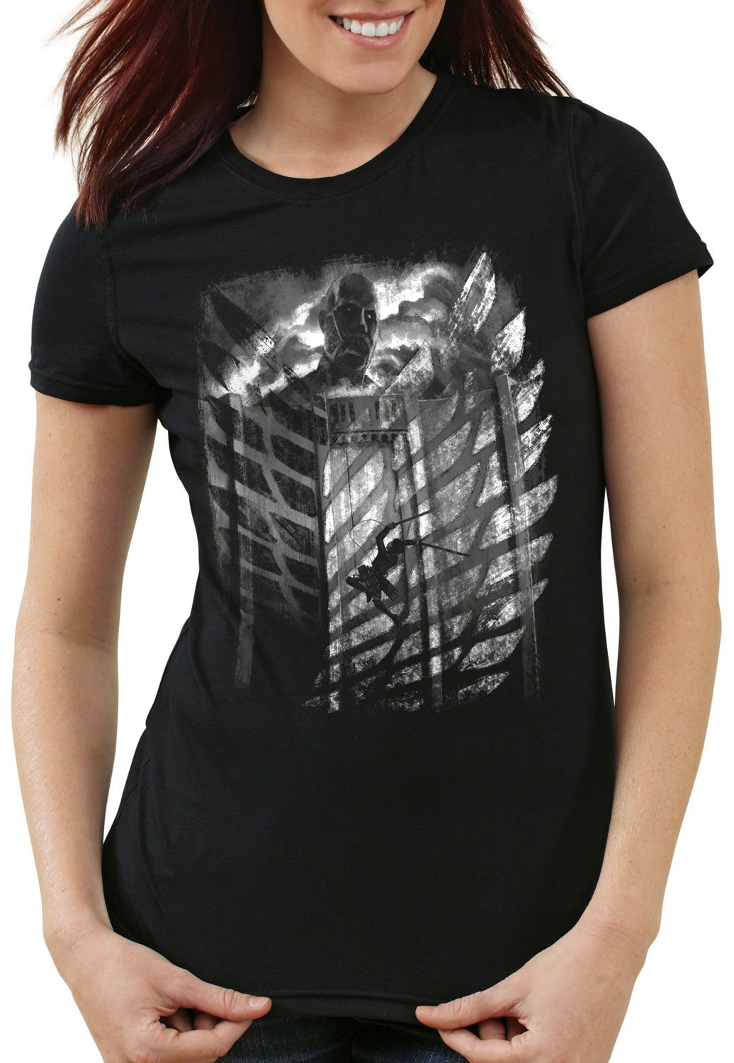 style3 T-Shirt Jaeger Flying AoT Titan on Attack, 100% Baumwolle in ...