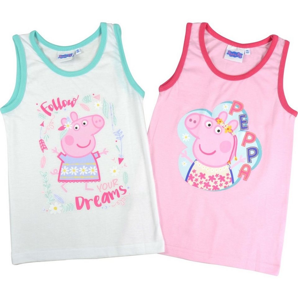 United Labels® Unterhemd Peppa Wutz Unterhemd Für Mädchen Rosa Weiß