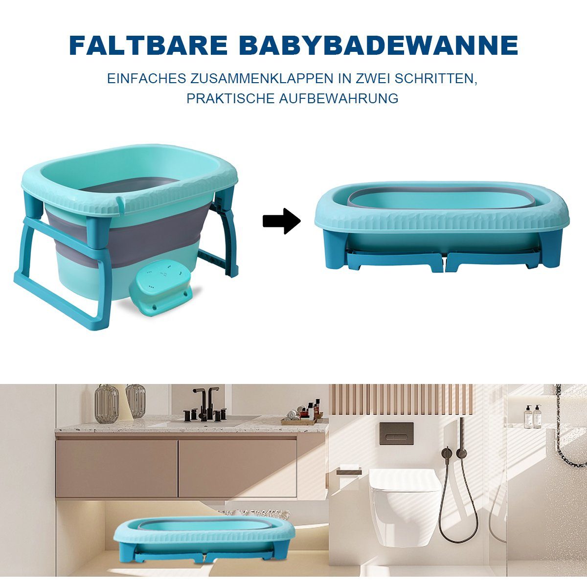 FOXSPORT Babybadewanne 3 in 1 Faltbare Badewanne für Kleinkinder ...