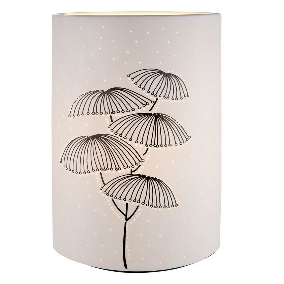 Gilde Tischleuchte Porzellan Lampe Ellipse Dagoba Design A Weiß 28cm