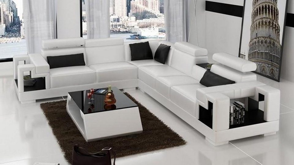 Jvmoebel Ecksofa Ecksofa Leder Couchtisch Eck Sofa Couch Polster