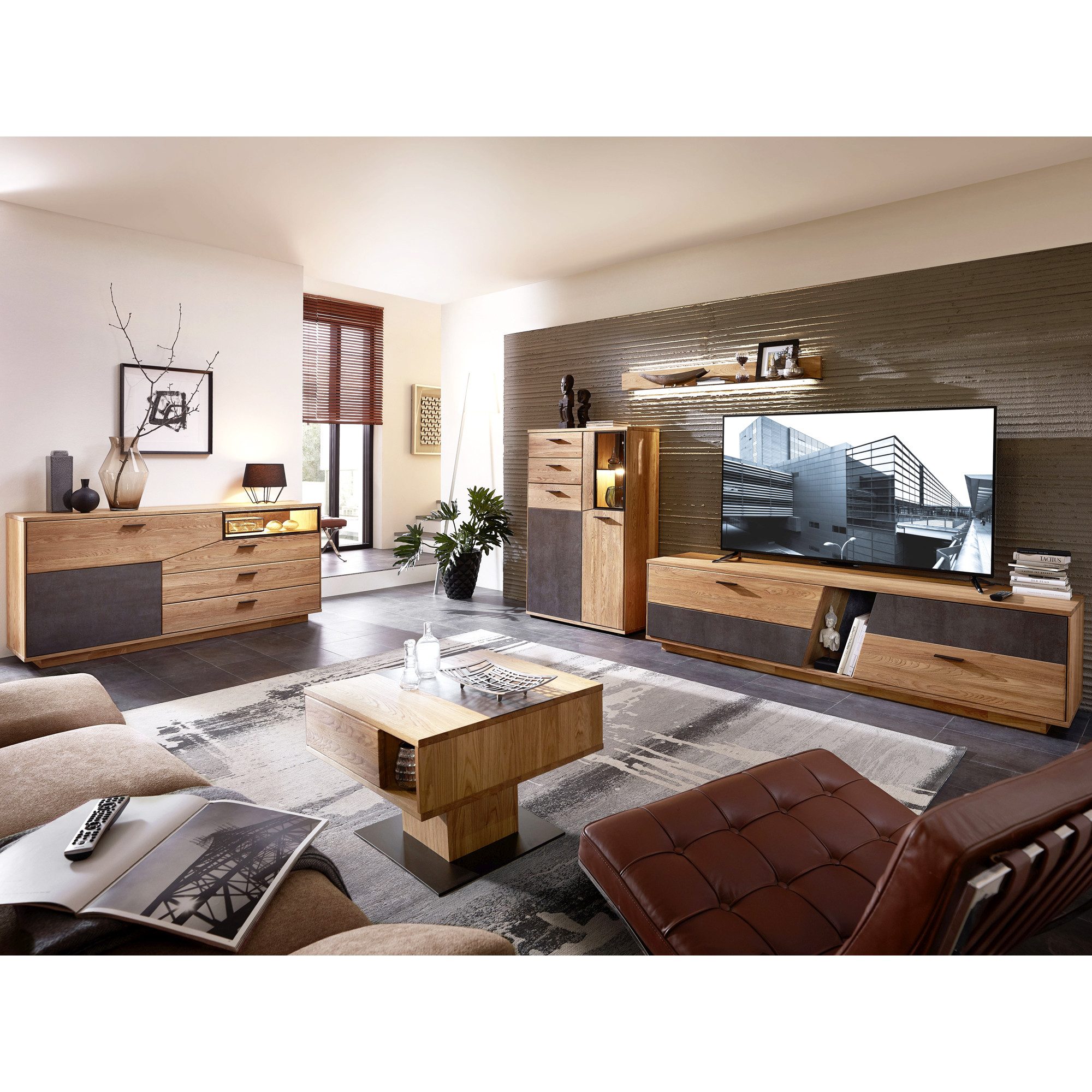 Expendio Wohnzimmer Set Gernot 30 Spar Set 5 St Wildeiche Massiv
