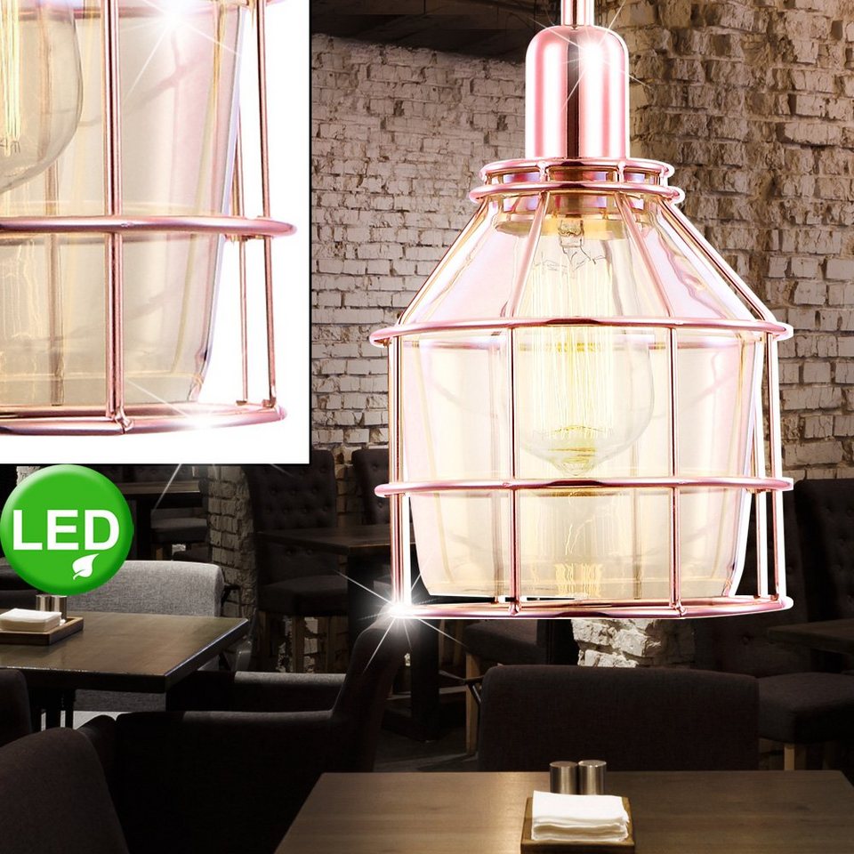 Etc Shop Pendelleuchte Retro Decken Pendel Leuchte Glas Käfig Filament