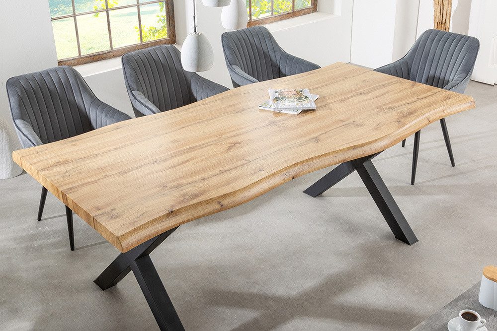 riess-ambiente Baumkantentisch WILD 160cm braun/schwarz - Wildeichen ...