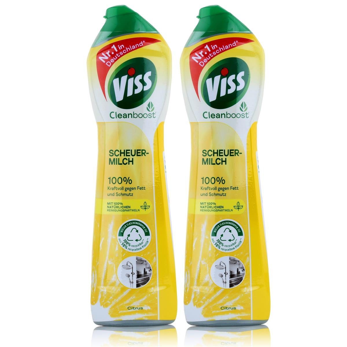 Viss Viss Cleanboost Scheuer-Milch Citrus 500ml - Gegen Fett und Schmutz (2 Allzweckreiniger
