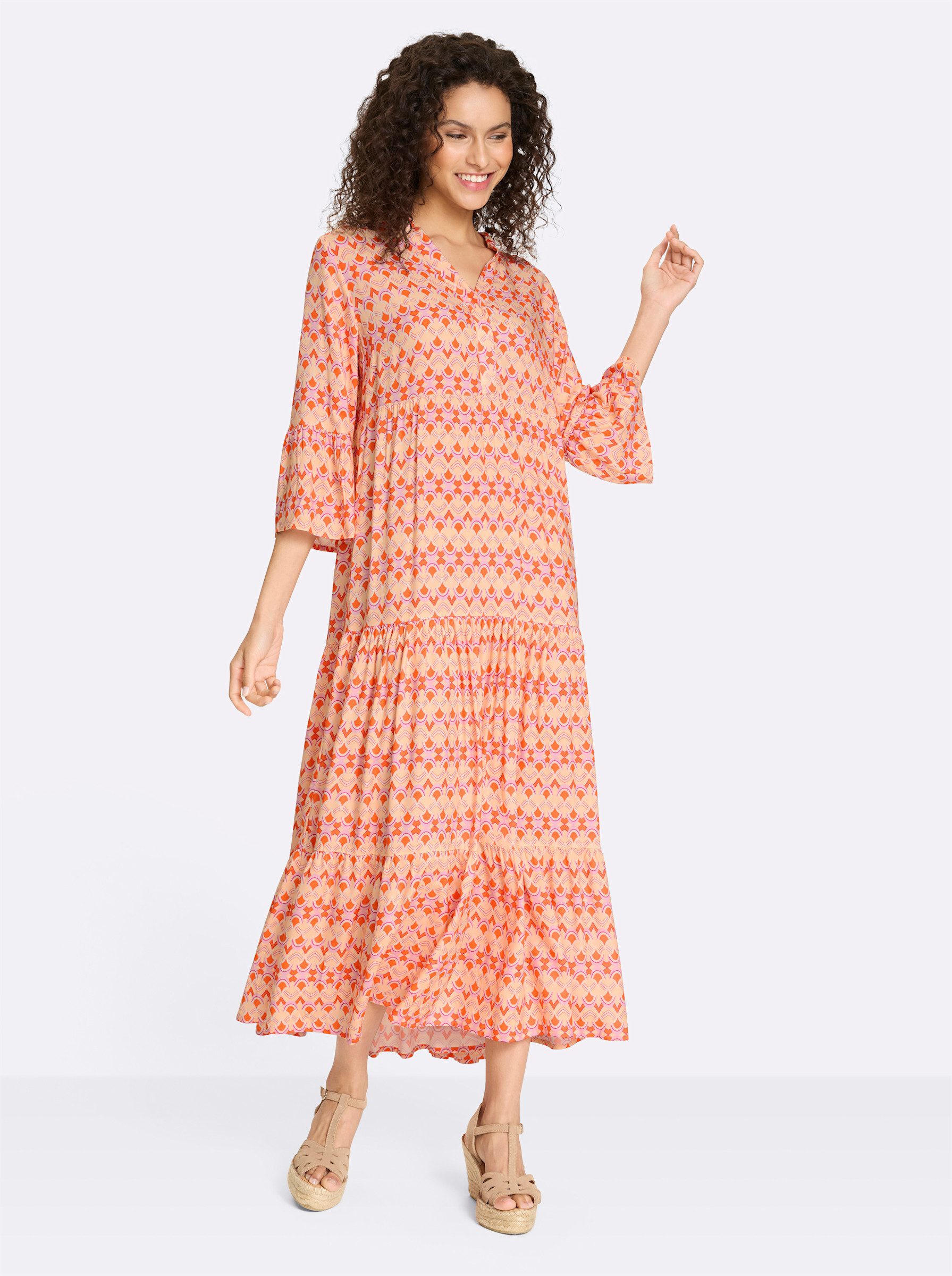 heine Etuikleid Druck-Kleid 3/4-Arm, Kleid Etuiform