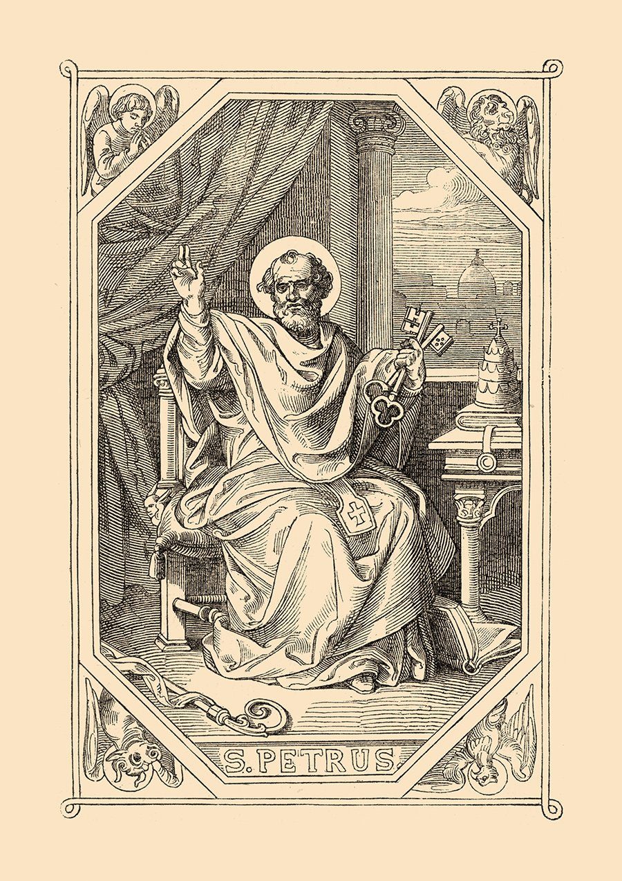 Kunstdruck Der heilige Petrus Himmelsschlüssel Holzstich Sankt A4 1016, (1 St)