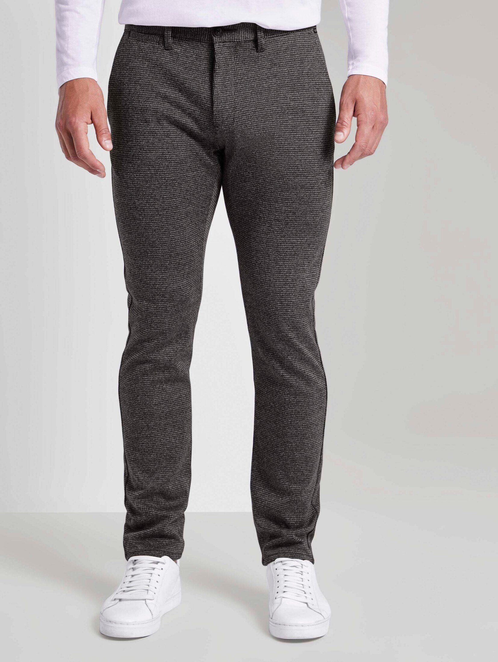TOM TAILOR Chinohose Travis Slim Hose im Hahnentrittmuster