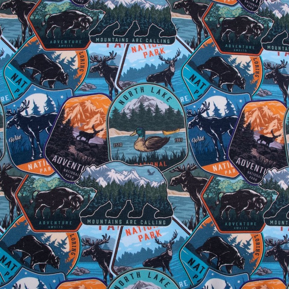 SchÖner Leben Stoff Sweatstoff Alpenfleece Kuschelweich Digital