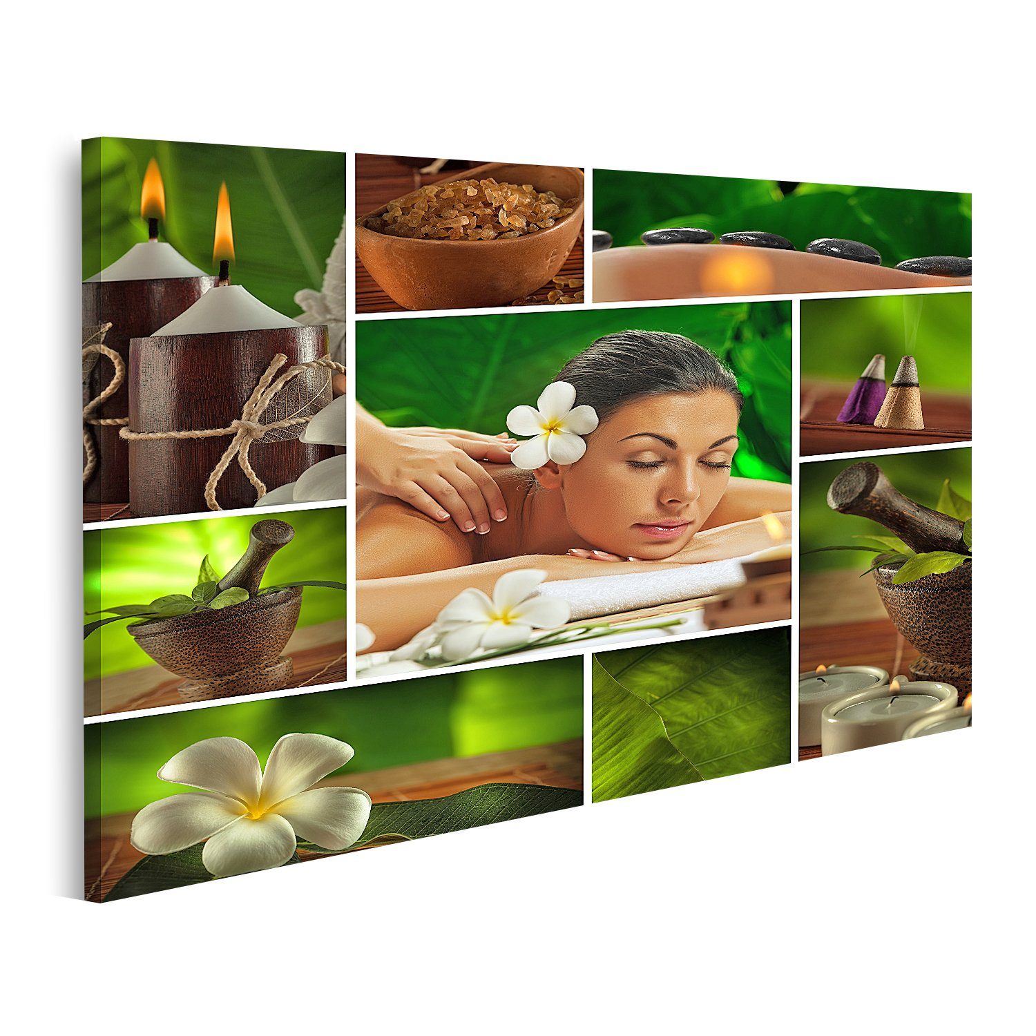 islandburner Leinwandbild Bild auf Leinwand Spa-Thema Foto-Collage von verschiedenen zusammenges