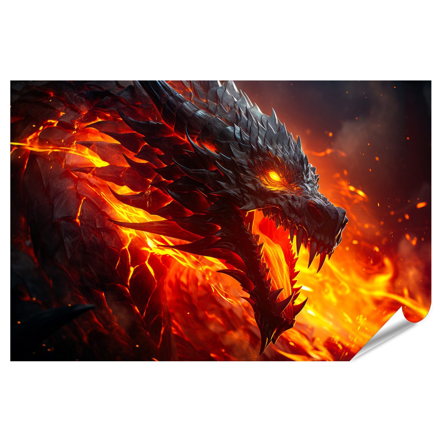islandburner Poster Drache spuckt Feuer Bilder, Print