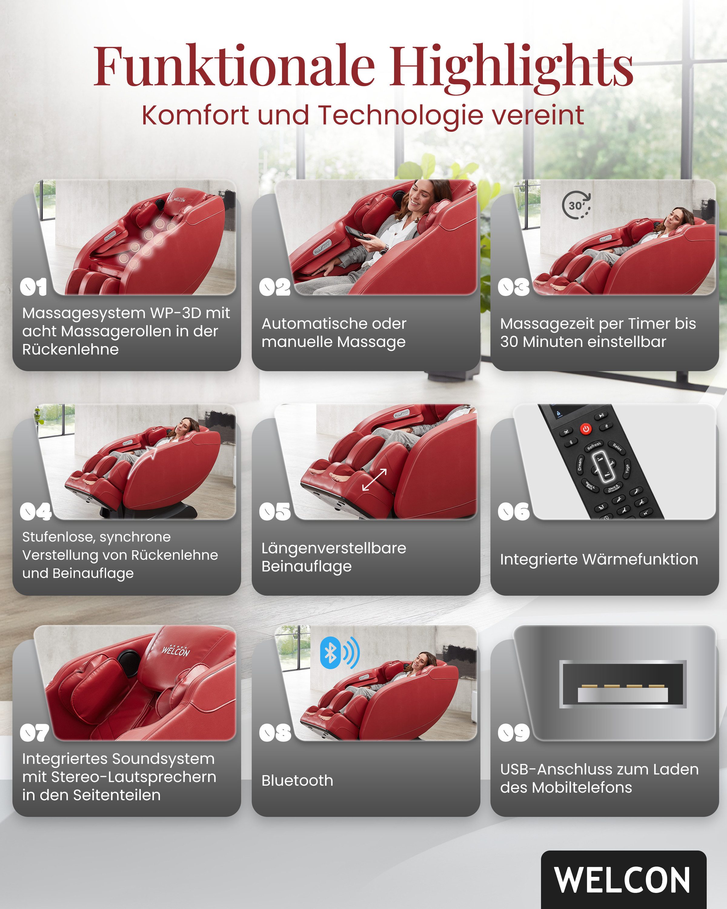 WELCON Massagesessel Massagesessel WELCON PRESTIGE II mit Wärmefunktion ...