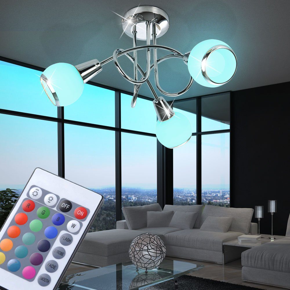 Etc Shop Deckenspot Led Decken Strahler Chrom Lampe Geschwungen Glas